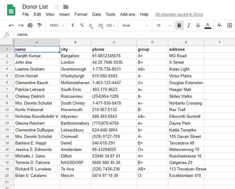 Database Template Google Sheets